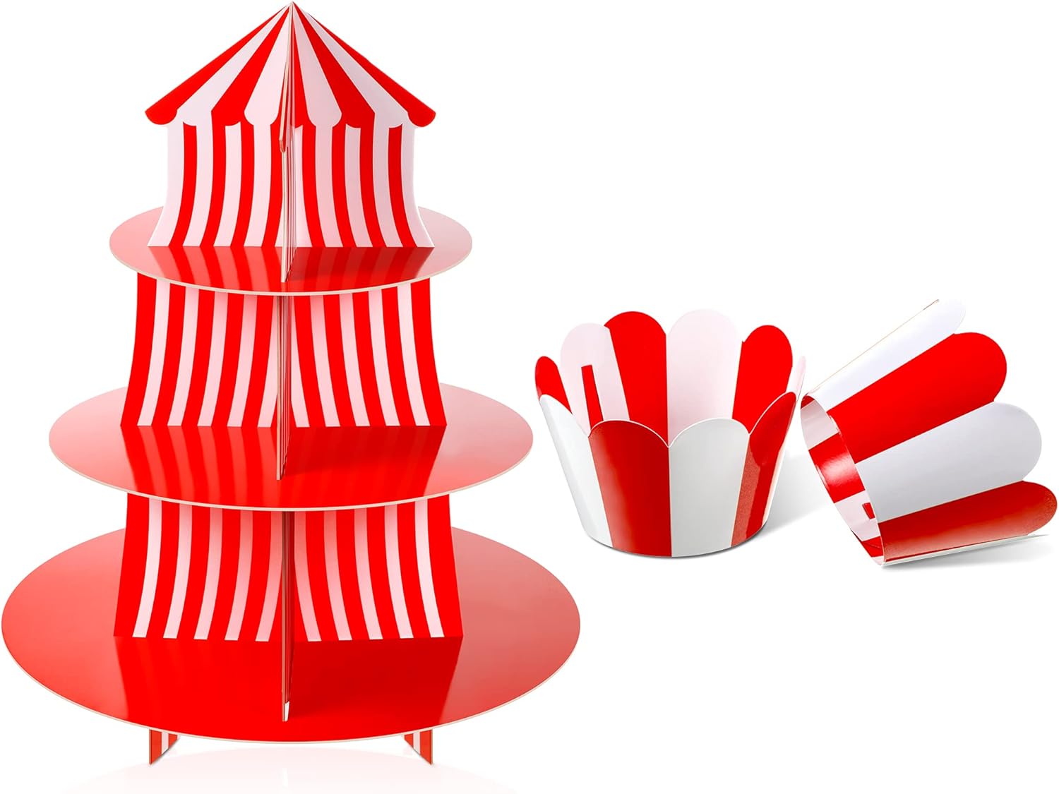 3-Tier Big Top Carnival Cardboard Cupcake Stand Circus Tent Cupcake ...