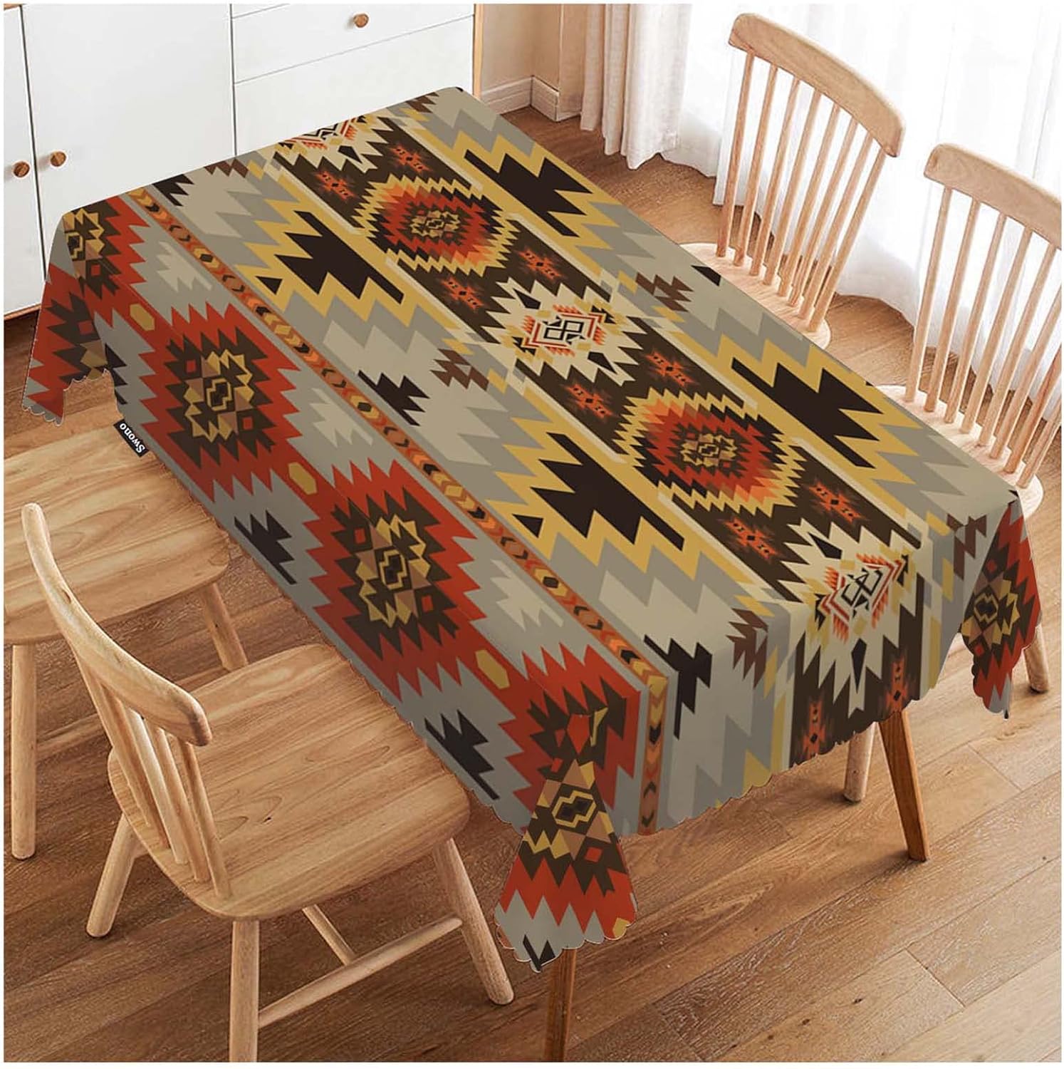 Amazon.com: Swono Rectangle Tablecloth Geometric Pattern Table Cover ...