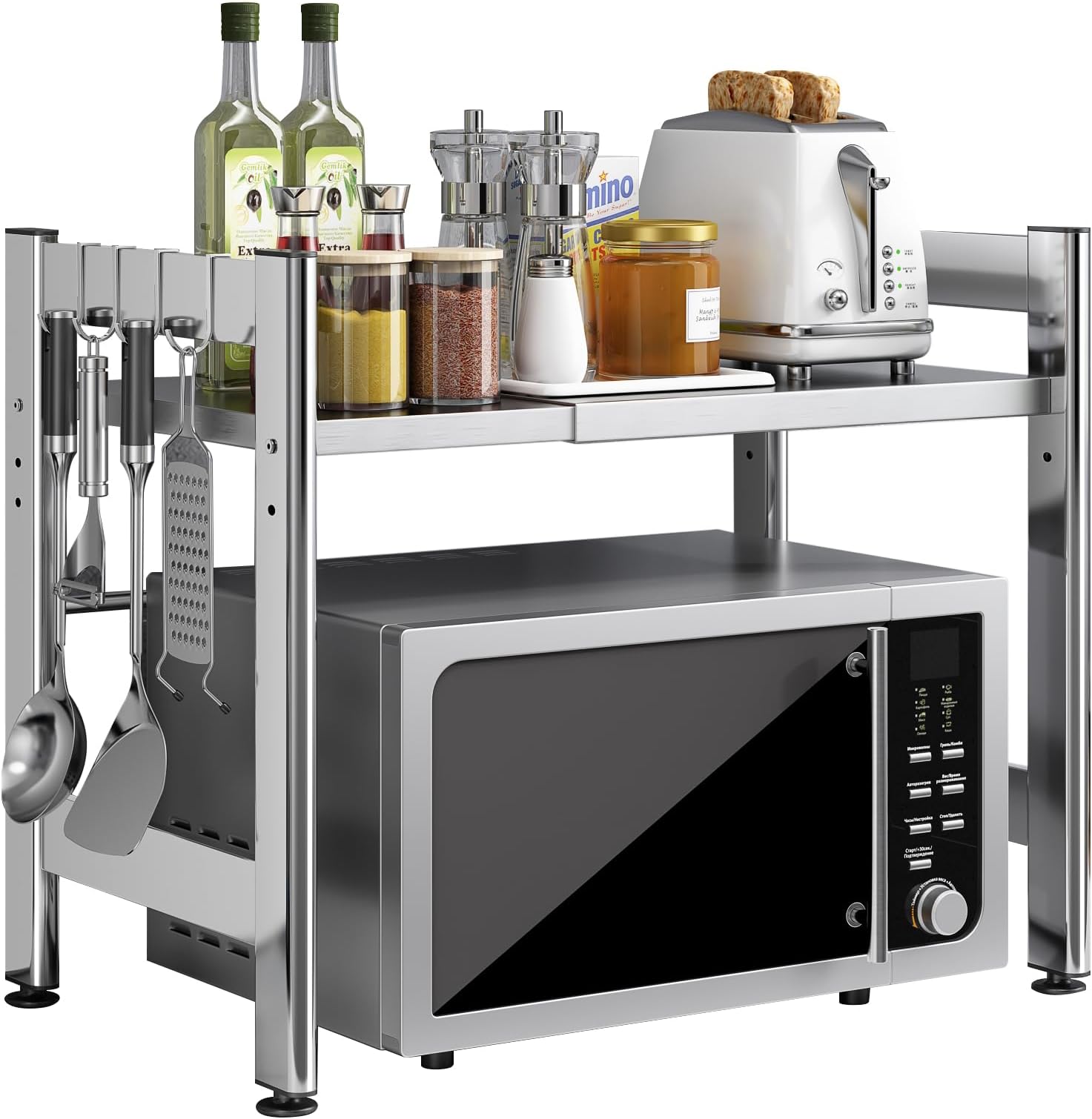 Amazon.com - Double Stainless Steel Microwave Oven Rack/Kitchen Desktop ...