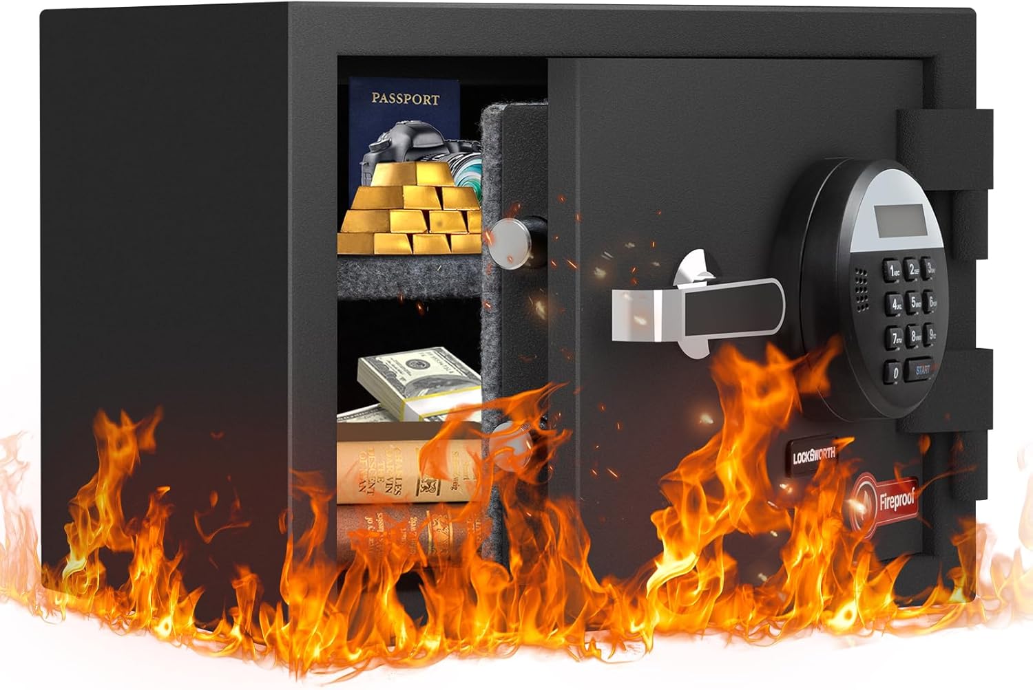 Locksworth Premium 1.2 Cub Fireproof Home Safe box, Advanced Security ...