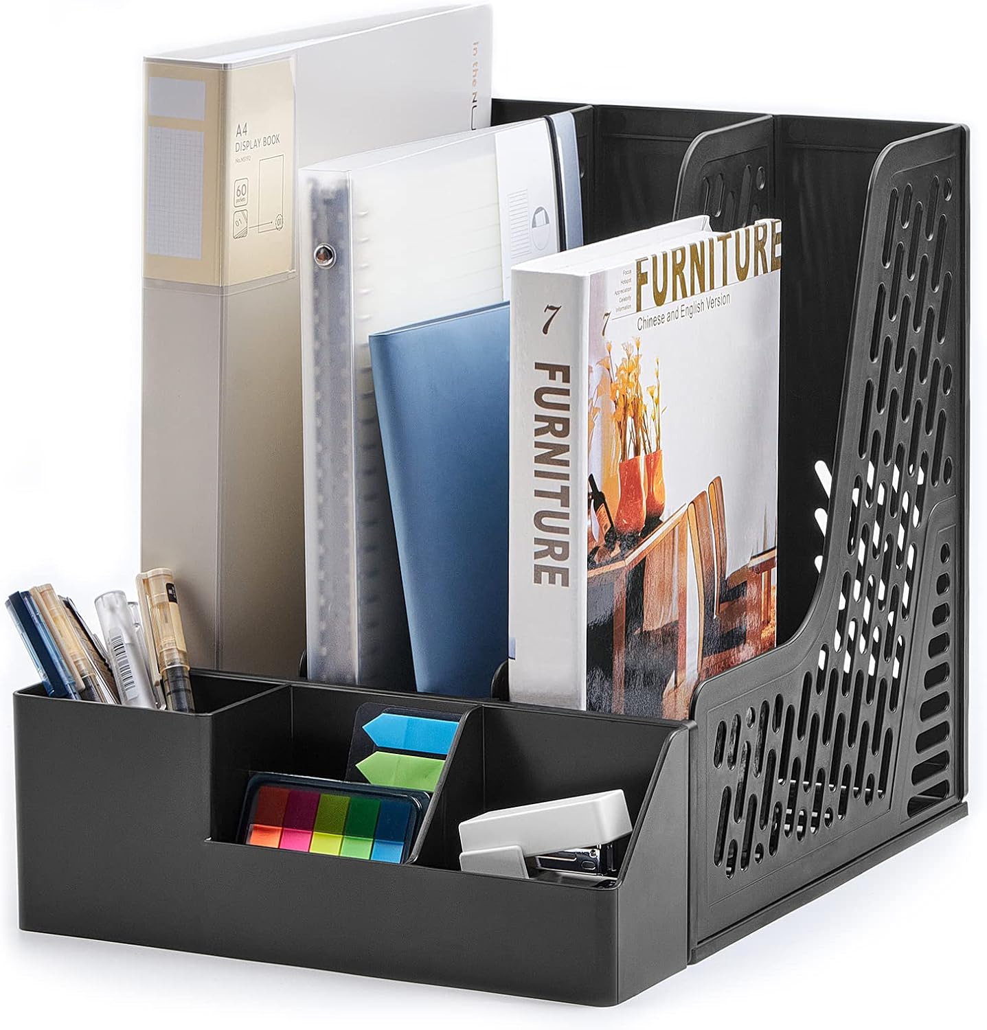 Amazon.com: EZWORK Desk Organizer, 3 Vertical Desktop Magazine File ...