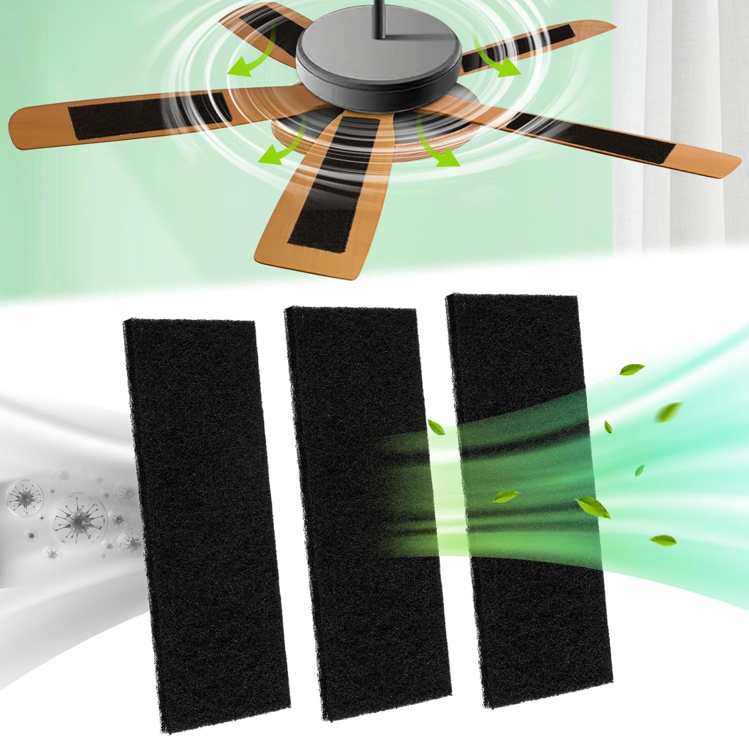 HolyMaji Ceiling Fan Filter - Easily Sticks on Ceiling Fan Blades Top ...
