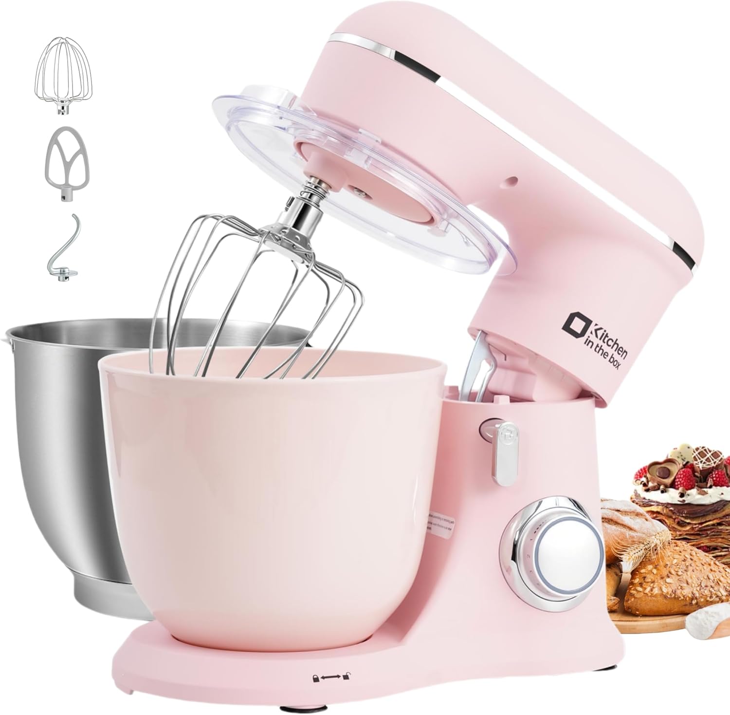 Kitchen in the box Stand Mixer, 4.5L+5L Two Bowls Food Mixer for Baking ...
