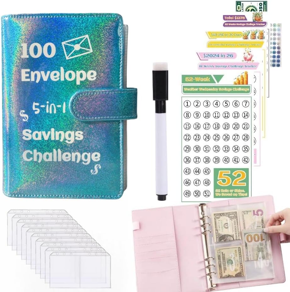 Amazon.com : 100 Envelope Challenge Binder,2024 Exclusive 52 Weeks ...