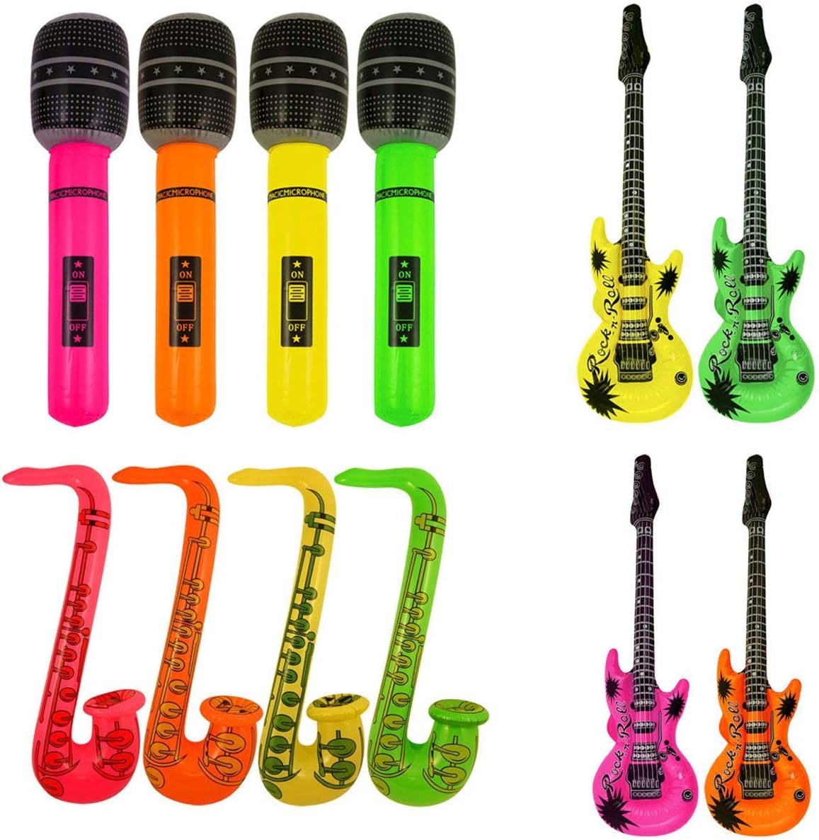 Lifeessentials11 6 Pack Inflatables Saxophone Microphone Guitar Musical ...