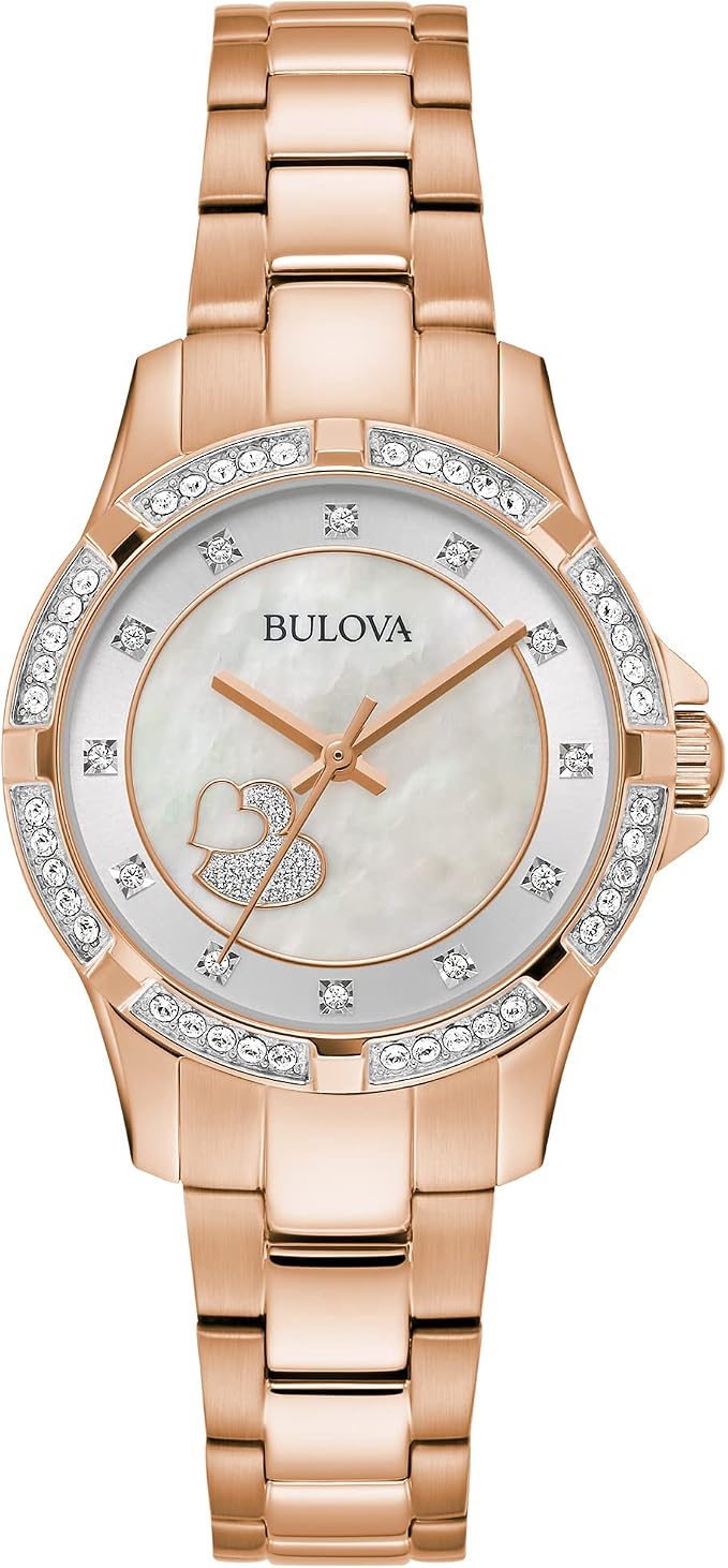 Amazon.com: Bulova Ladies' Classic Crystal Rose Gold Stainless Steel 3 ...