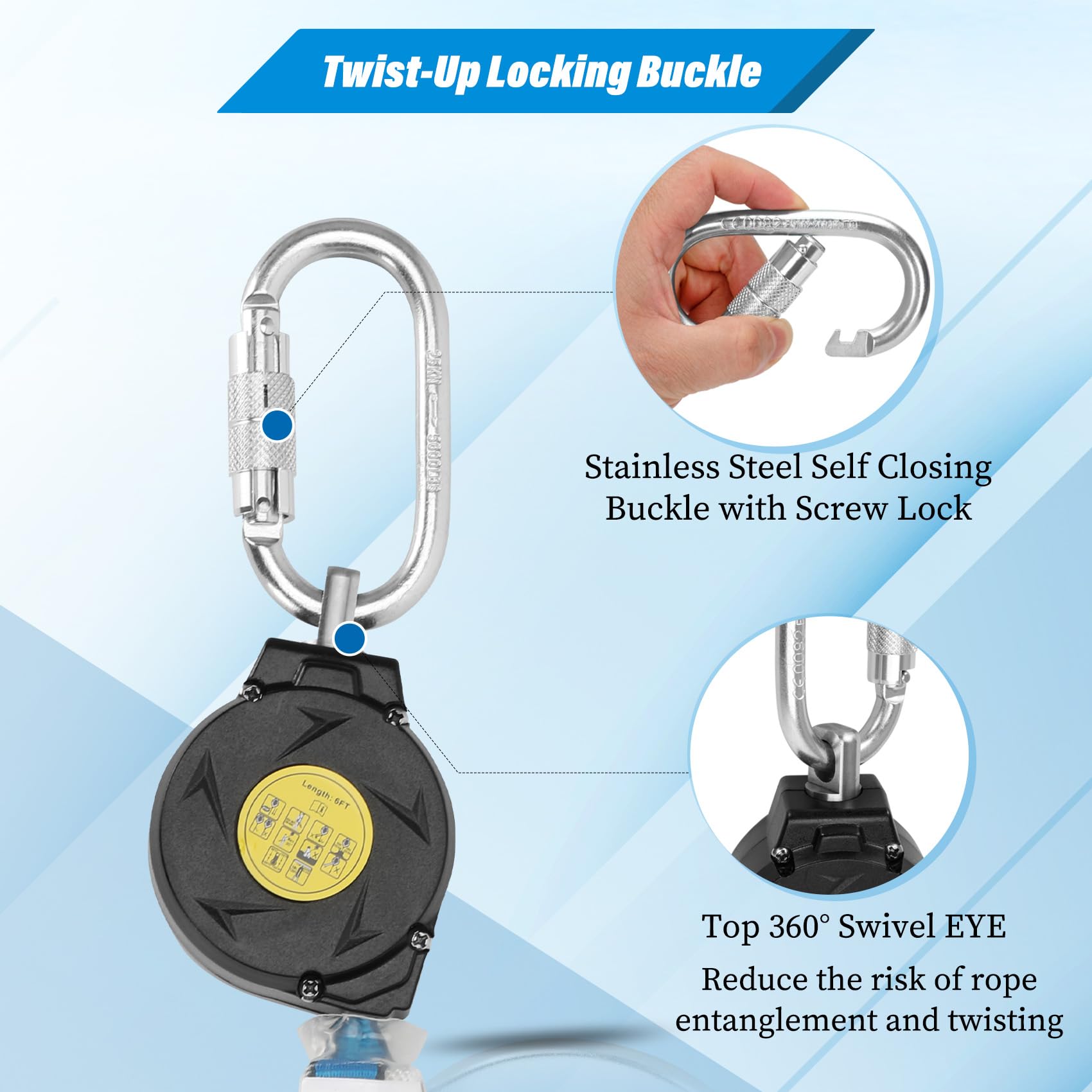 Snapklik.com : 11FT Self Retracting Lifeline, Retractable Safety ...