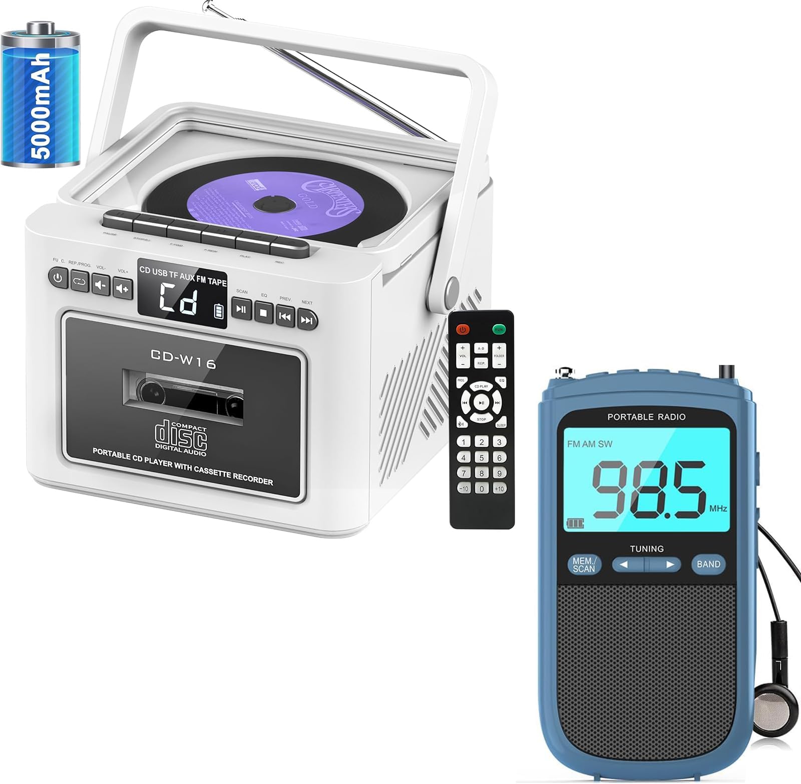 Amazon.com: Boombox CD Player,CD Cassette Player Combo with Bluetooth ...