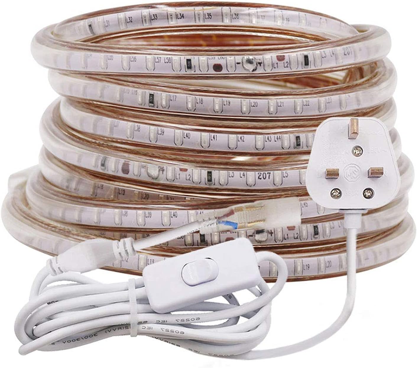 GQL 3m LED Strip Light with Switch (3m Plug Cable), AC 220V 230V IP65 ...