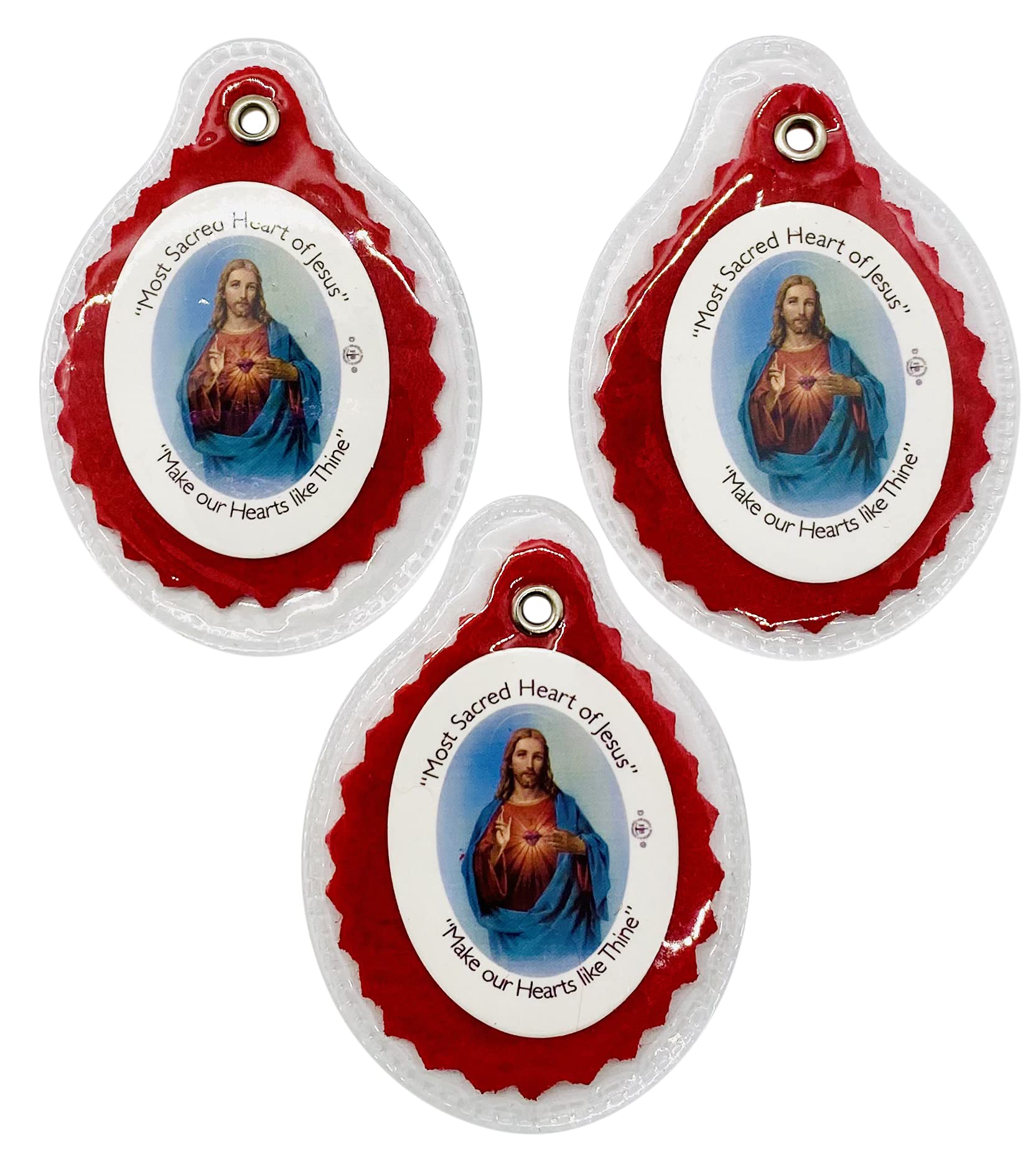 Amazon.com: Amazing Saints Sacred Heart of Jesus Badge Set of 3, Red ...