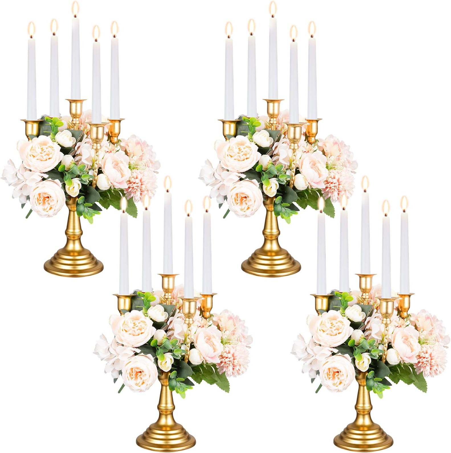Amazon.com: Hushee 6 Pcs Gold Candelabra Candle Stand Metal Candlestick ...