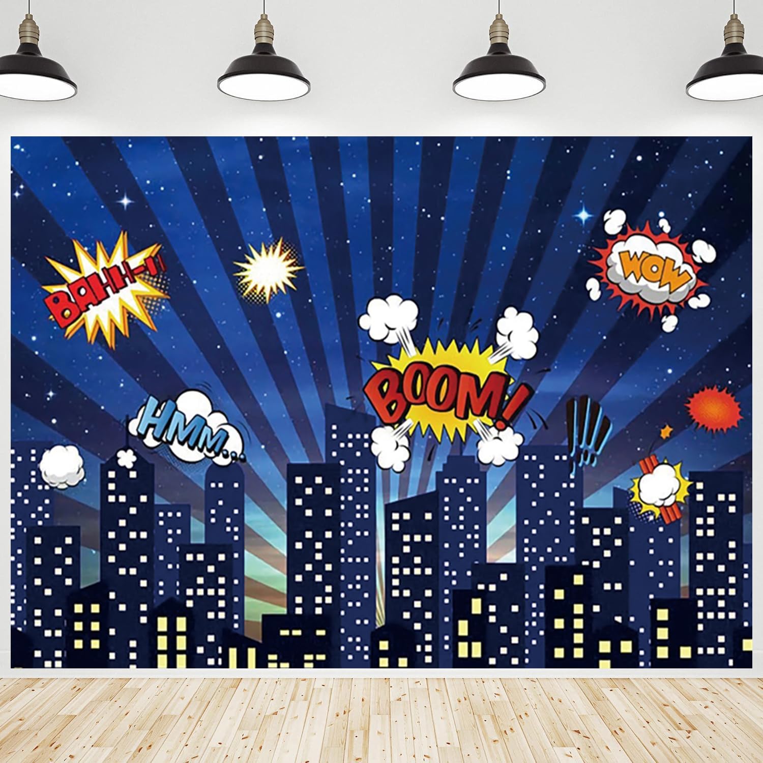 Amazon.com : CRTPOD Super City Backdrop Night Scene Comic Cartoon ...