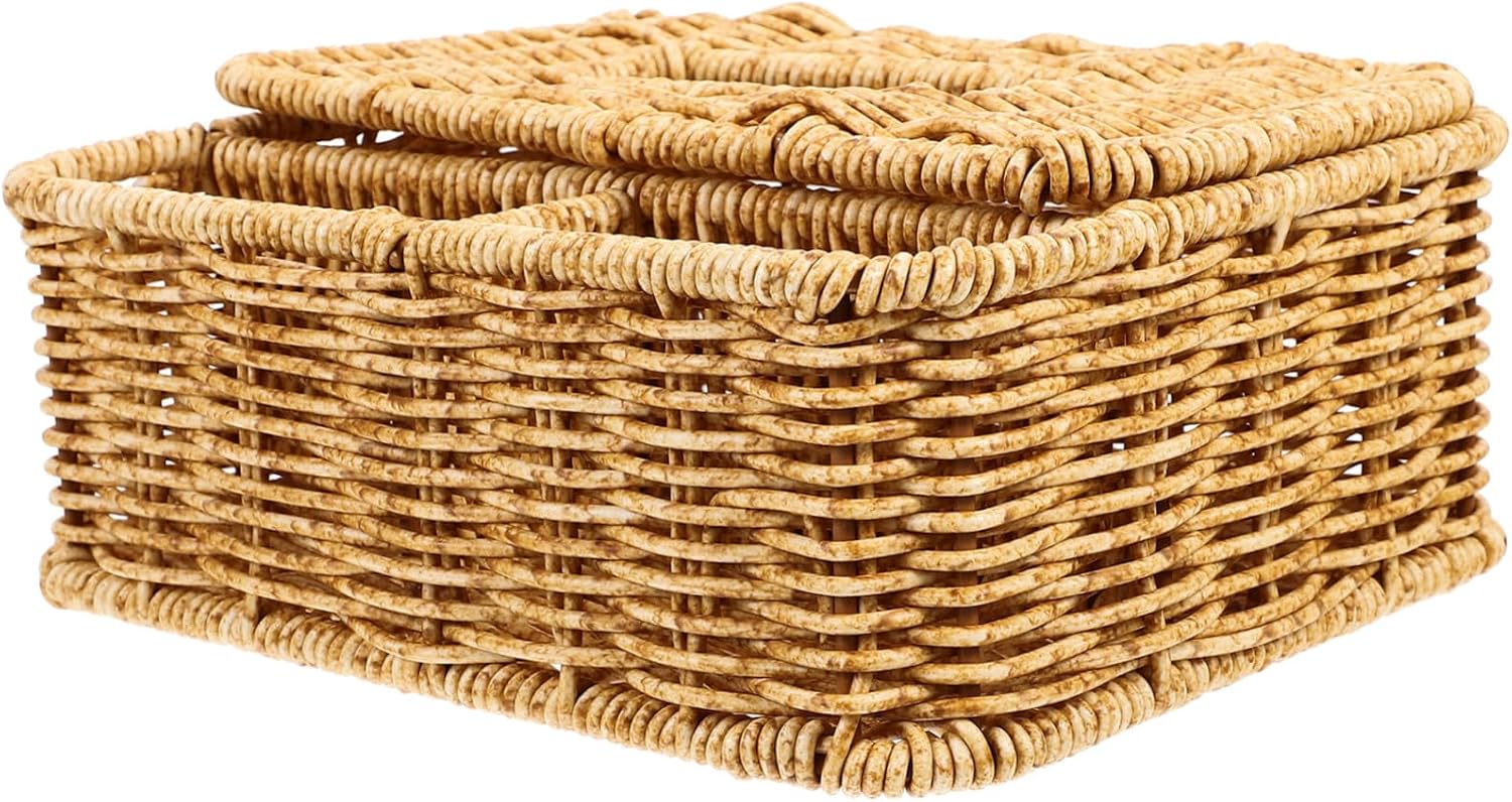 Amazon.com: Amosfun Box Simple Wicker Plastic Rattan : Home & Kitchen