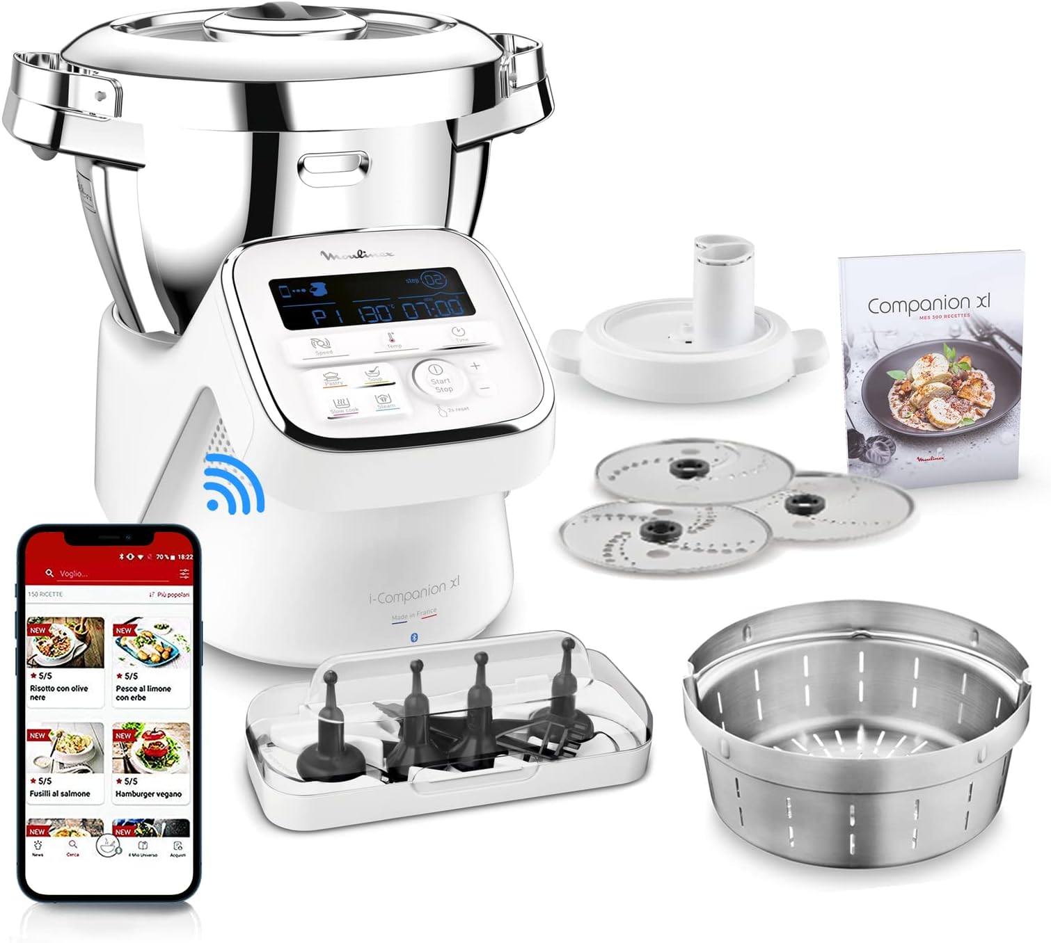 Moulinex i-Companion Robot Cuiseur multifonction connecté, 4 programmes ...