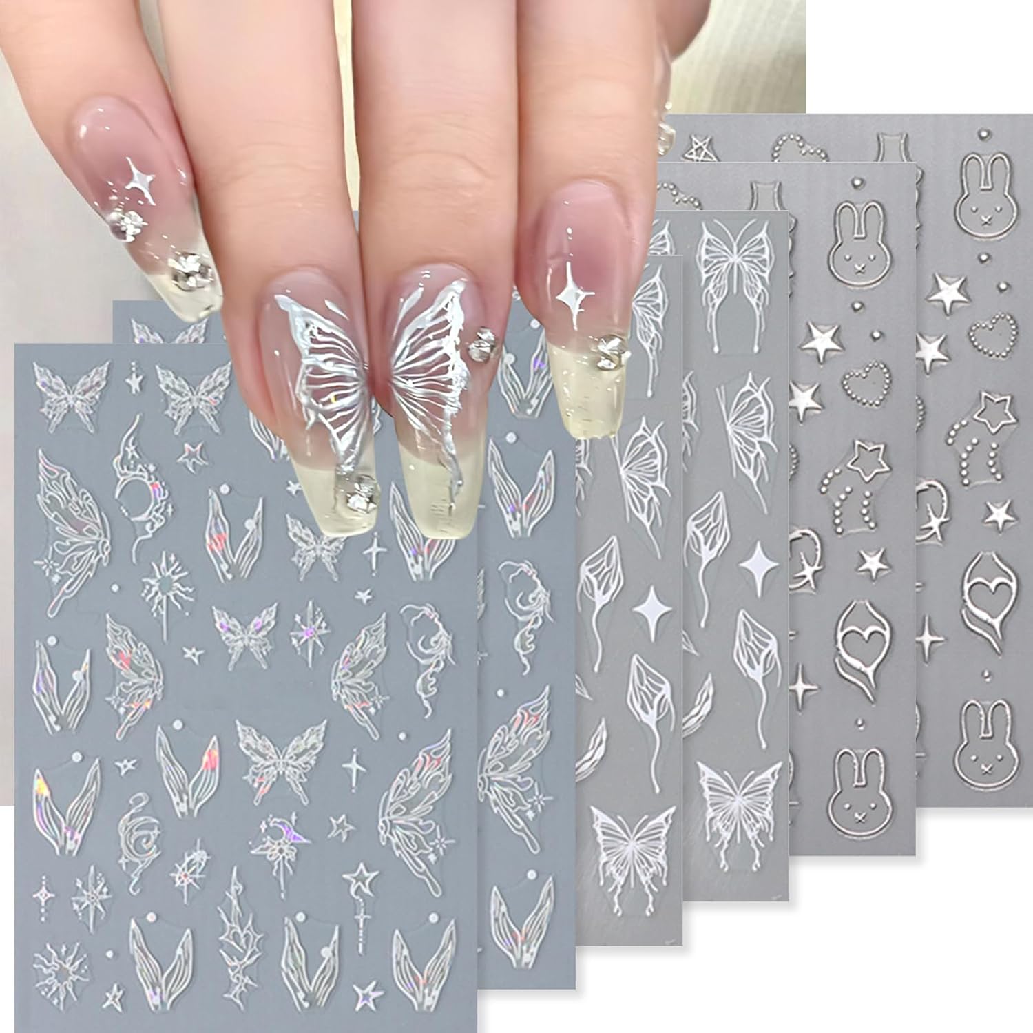 Amazon.com: 6 Sheets Snake Nail Stickers for Nail Arts Aurora Butterfly ...