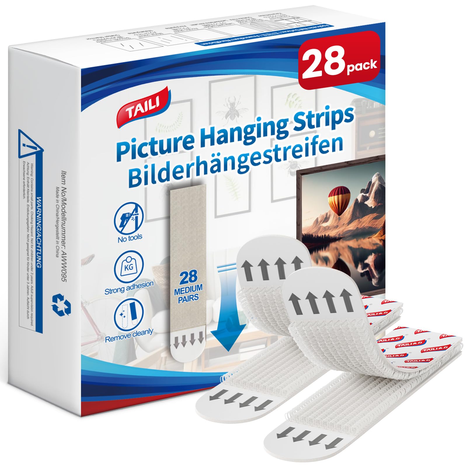 Snapklik.com : TAILI Picture Hanging Strips Heavy Duty, Medium 28 Pairs