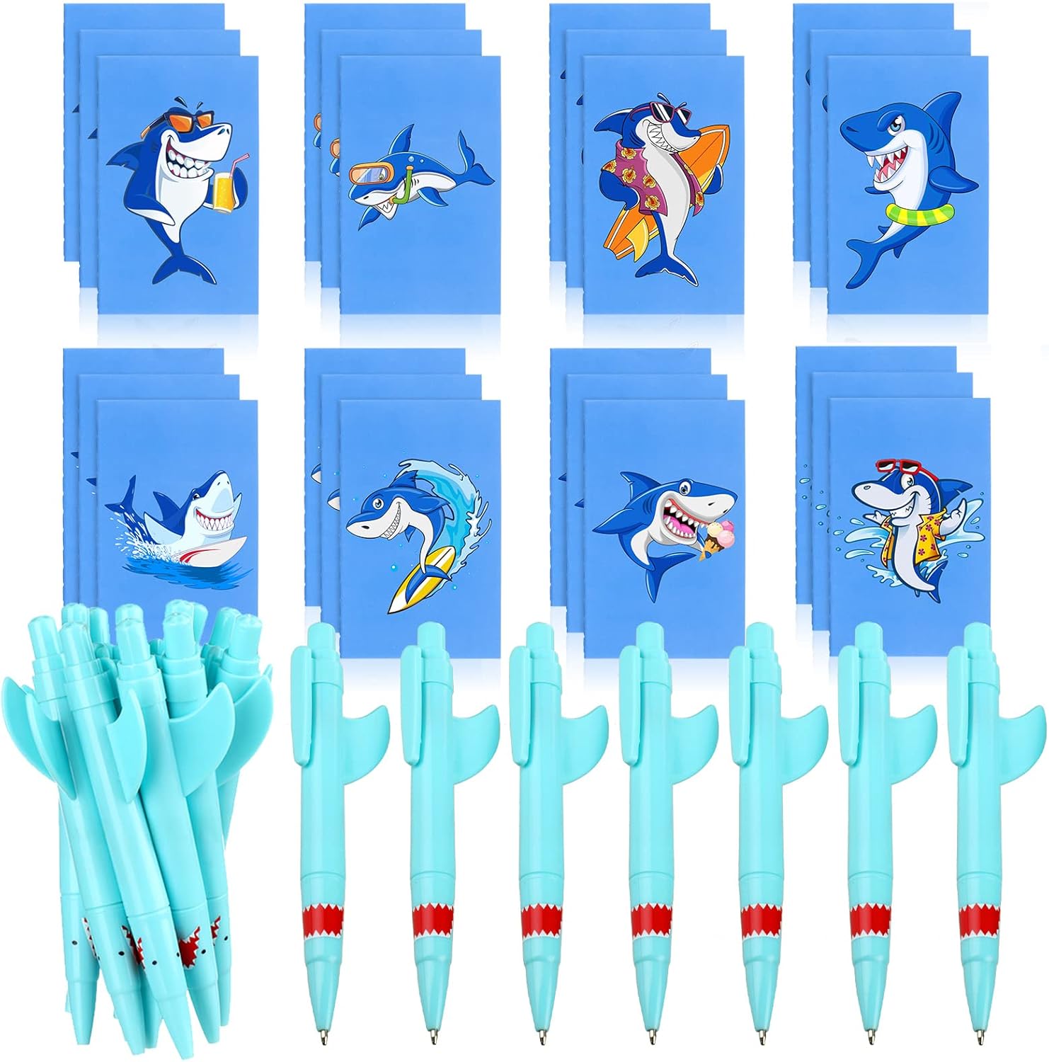 Amazon.com : Junkin 48 Pcs Small Shark Notebooks Shark Shaped Pens Bulk ...