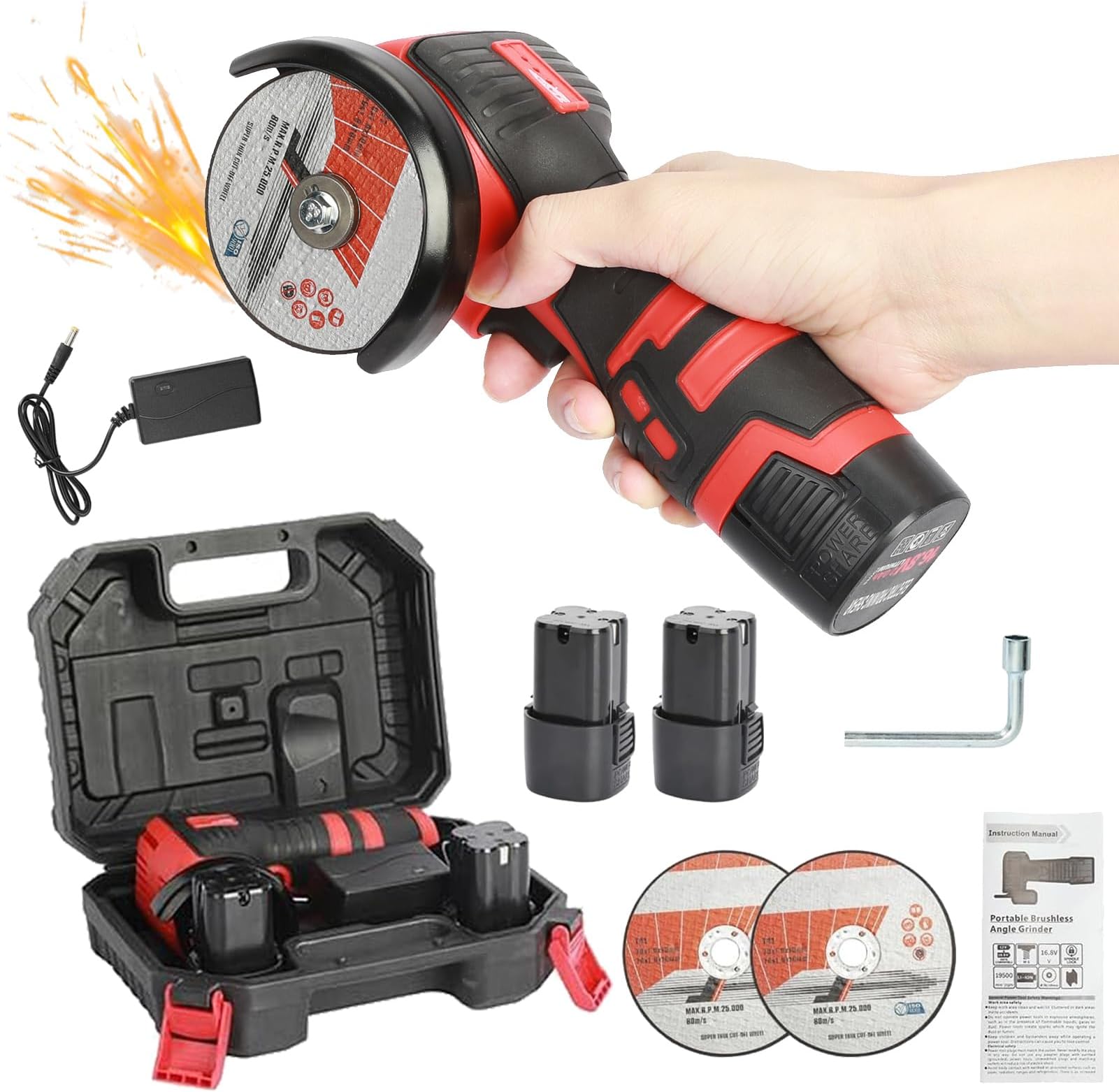 Parkside 12V Cordless Angle Grinder PWSA 12 B1 Unit only for Discs Ø 76 ...