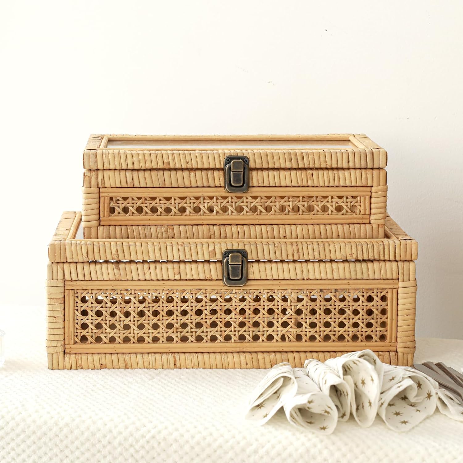 Amazon.com: DECOR4SEASON Woven Cane and Rattan Decorative Rectangular ...
