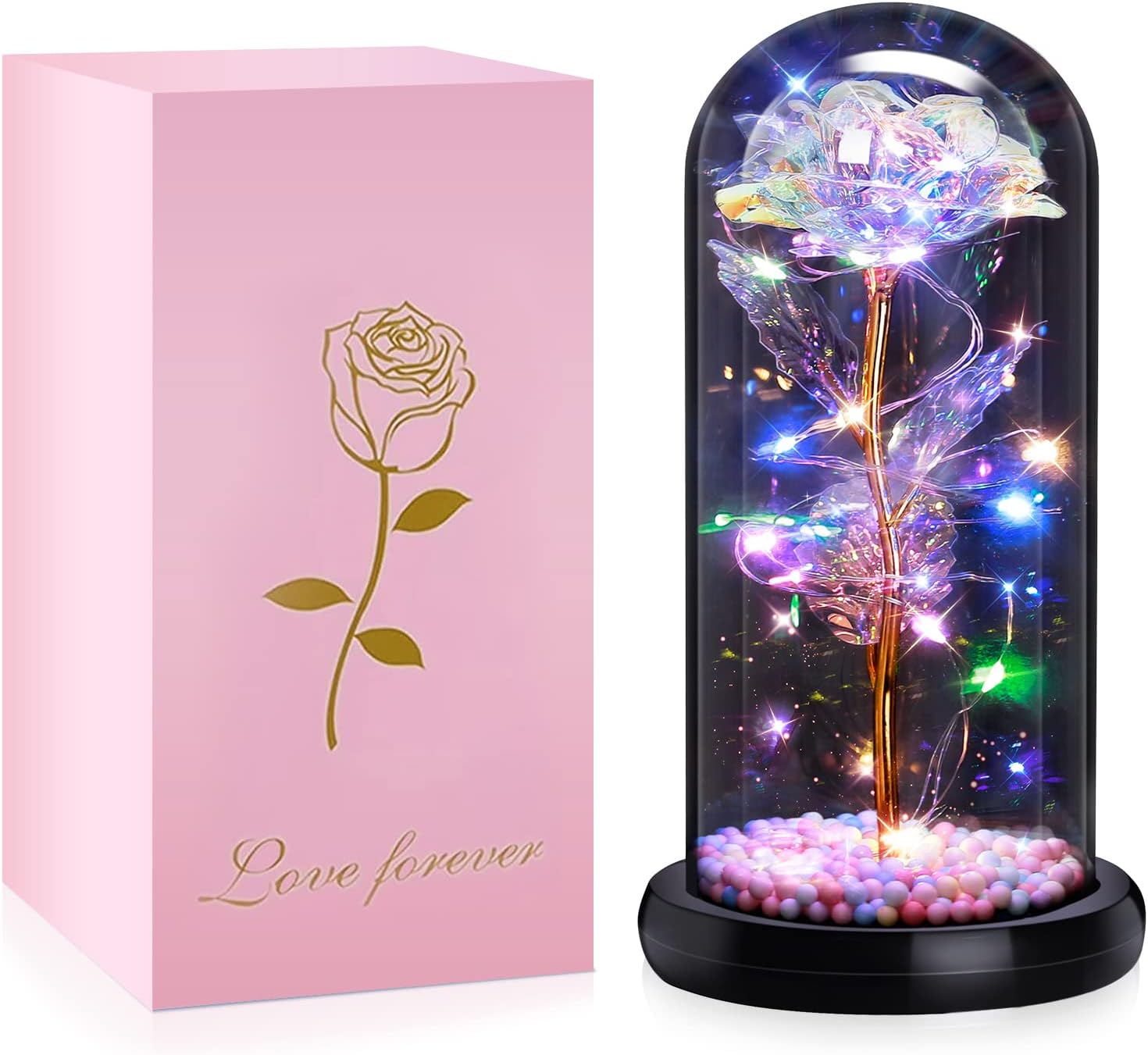 Amazon.com: QoeCycth Galaxy Flower Rose for Her, Enchanted Rose in ...