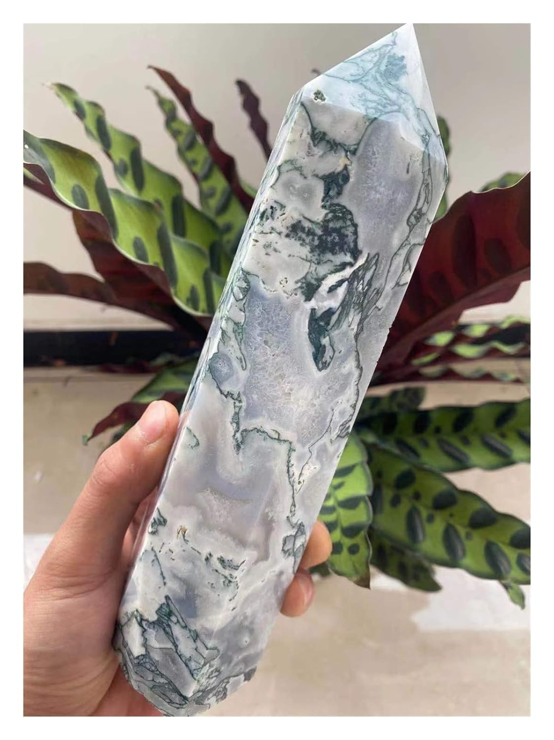 Buy Crystal Tower, Beautiful Natural Moss Agate Crystal Tower, Natural ...