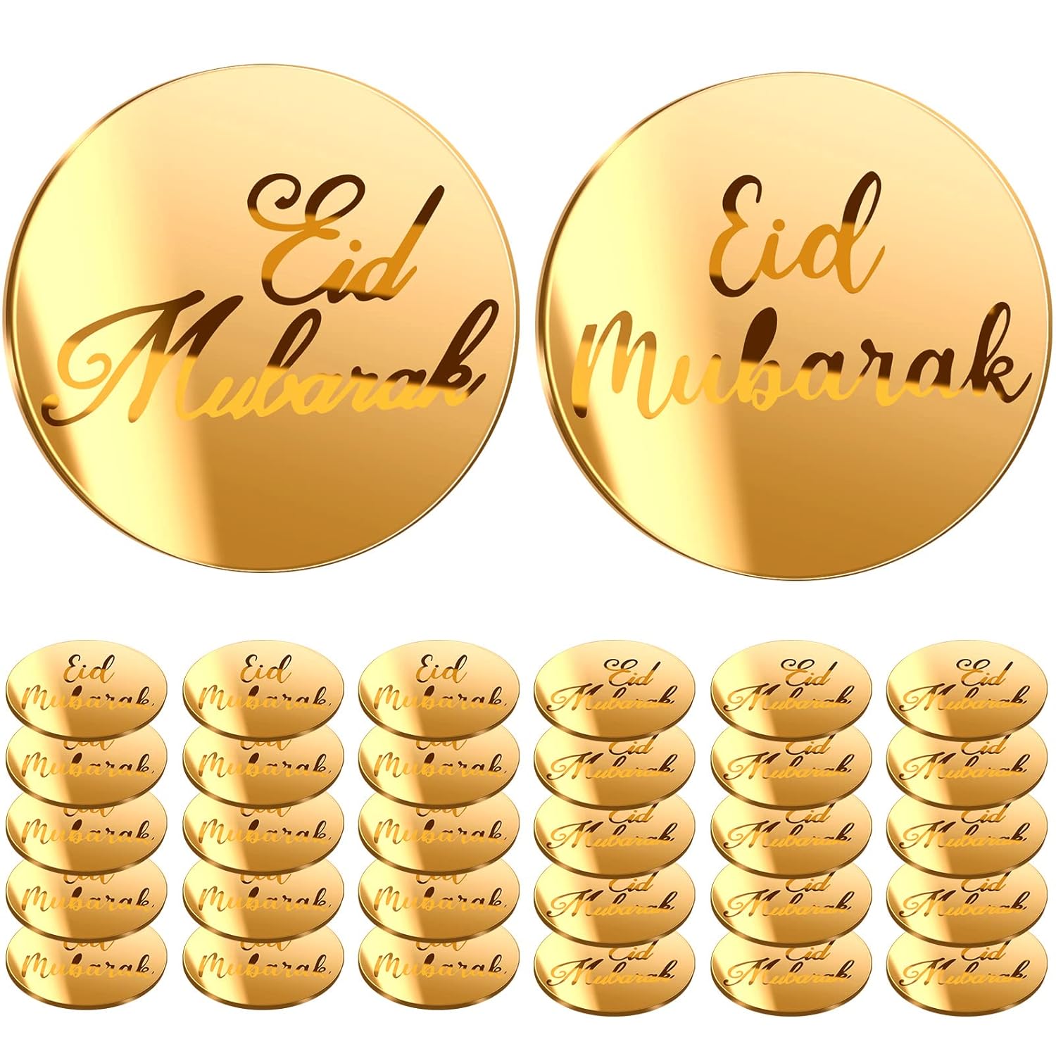 Amazon.com: 30 Pcs Eid Mubarak Cake Toppers Round Acrylic Cake Toppers ...