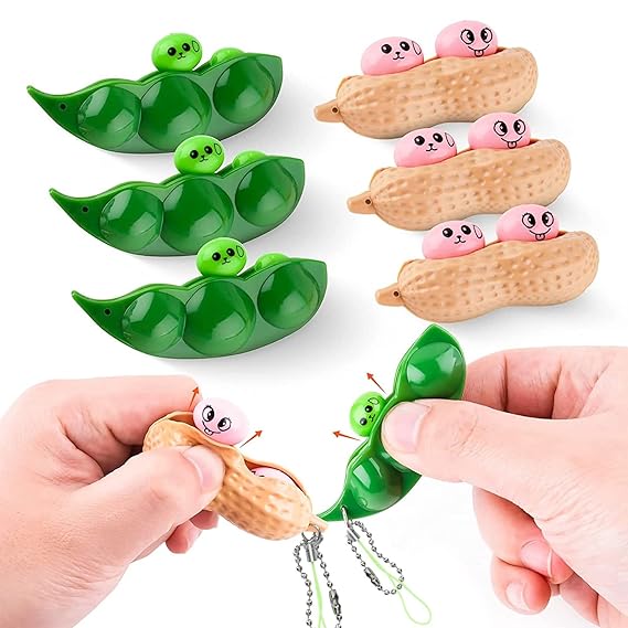 I-G, Pair of Squeeze Beans, Peanut Stress Relief Toy, Funny Facial ...