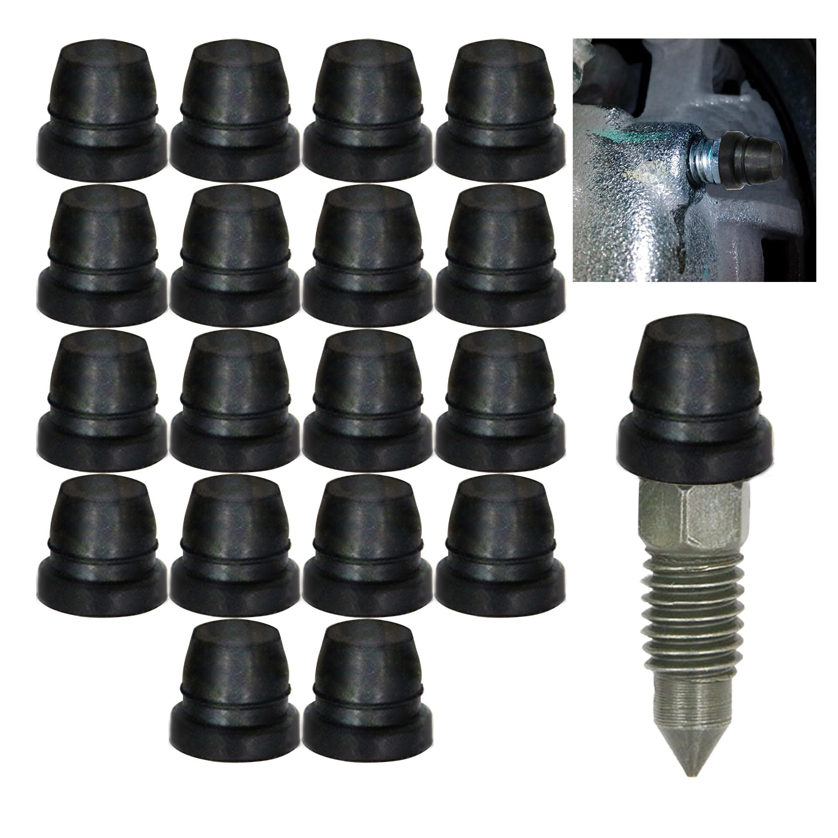 Amazon.com: 18PCS Black Brake Dust Cover, Rubber Dust Stem Cover ...