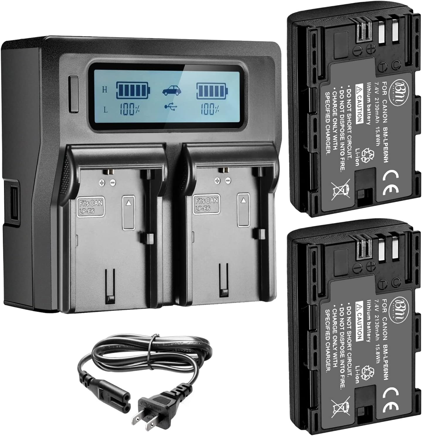 Amazon.com : BM Premium 2 Pack of LP-E6NH High Capacity Batteries and ...