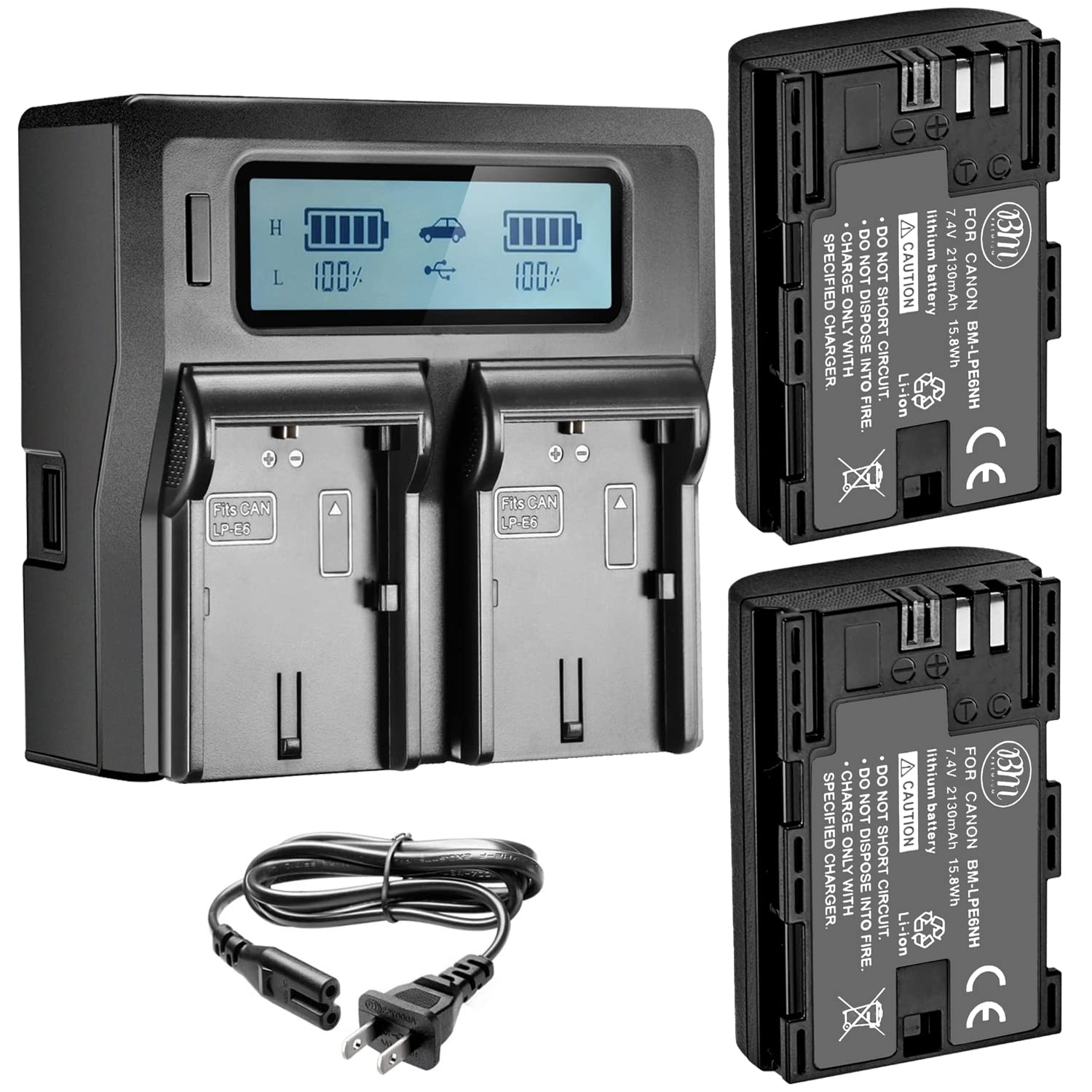 Amazon.com : BM Premium 2 Pack of LP-E6NH High Capacity Batteries and ...