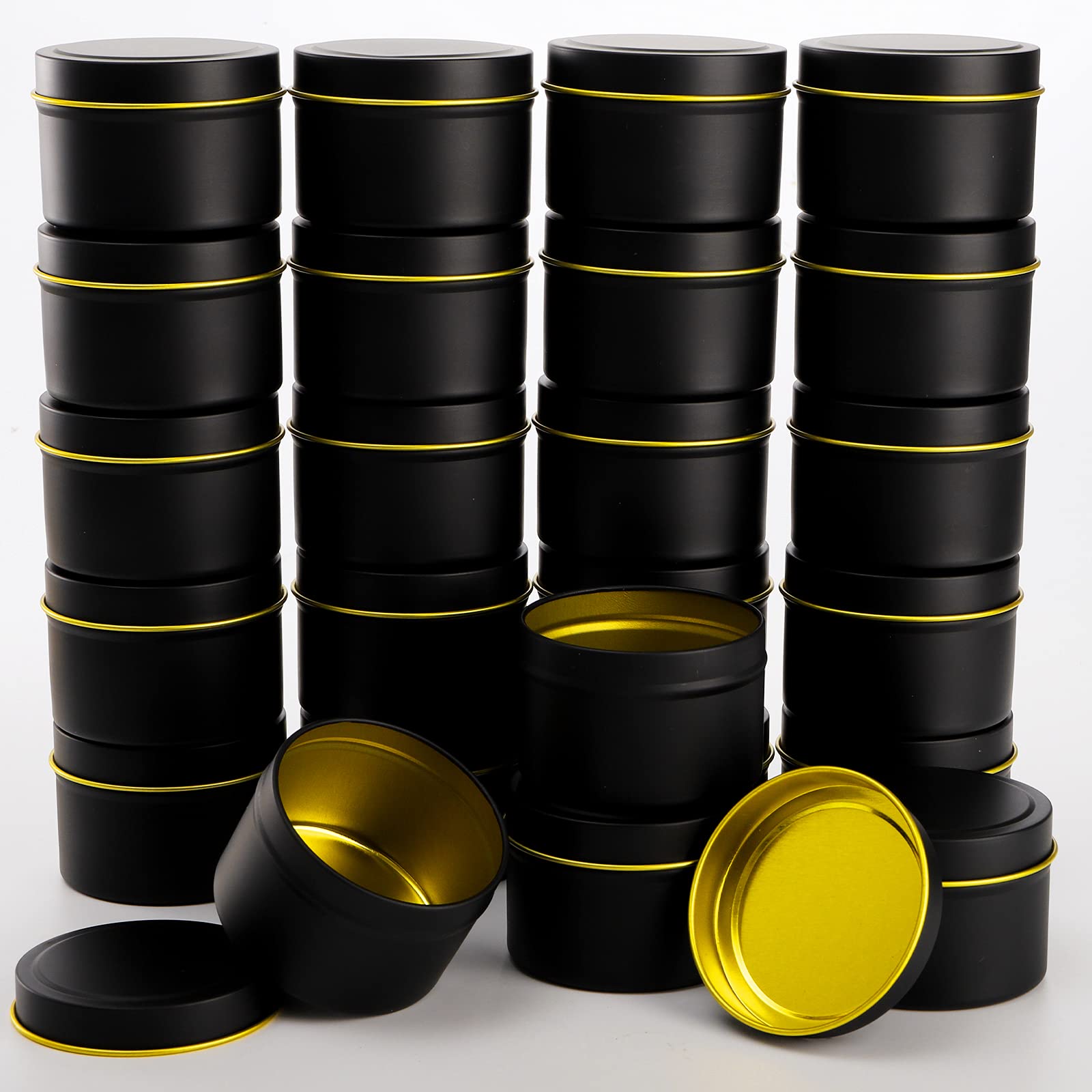 ZEAYEA 24 Pieces Candle Tins, 4 oz Round Metal Tins with Lids, Travel ...