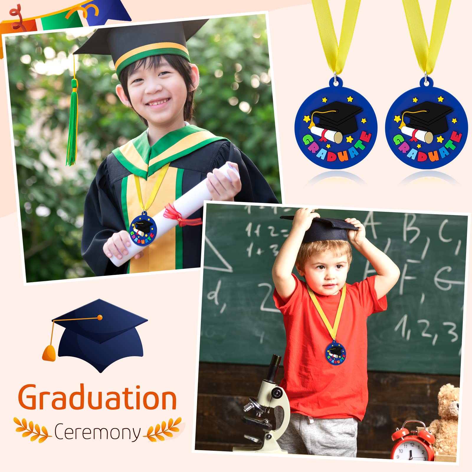 Antique Gold Graduate Medals Red White Blue Ribbons 10-Pack Graduation ...