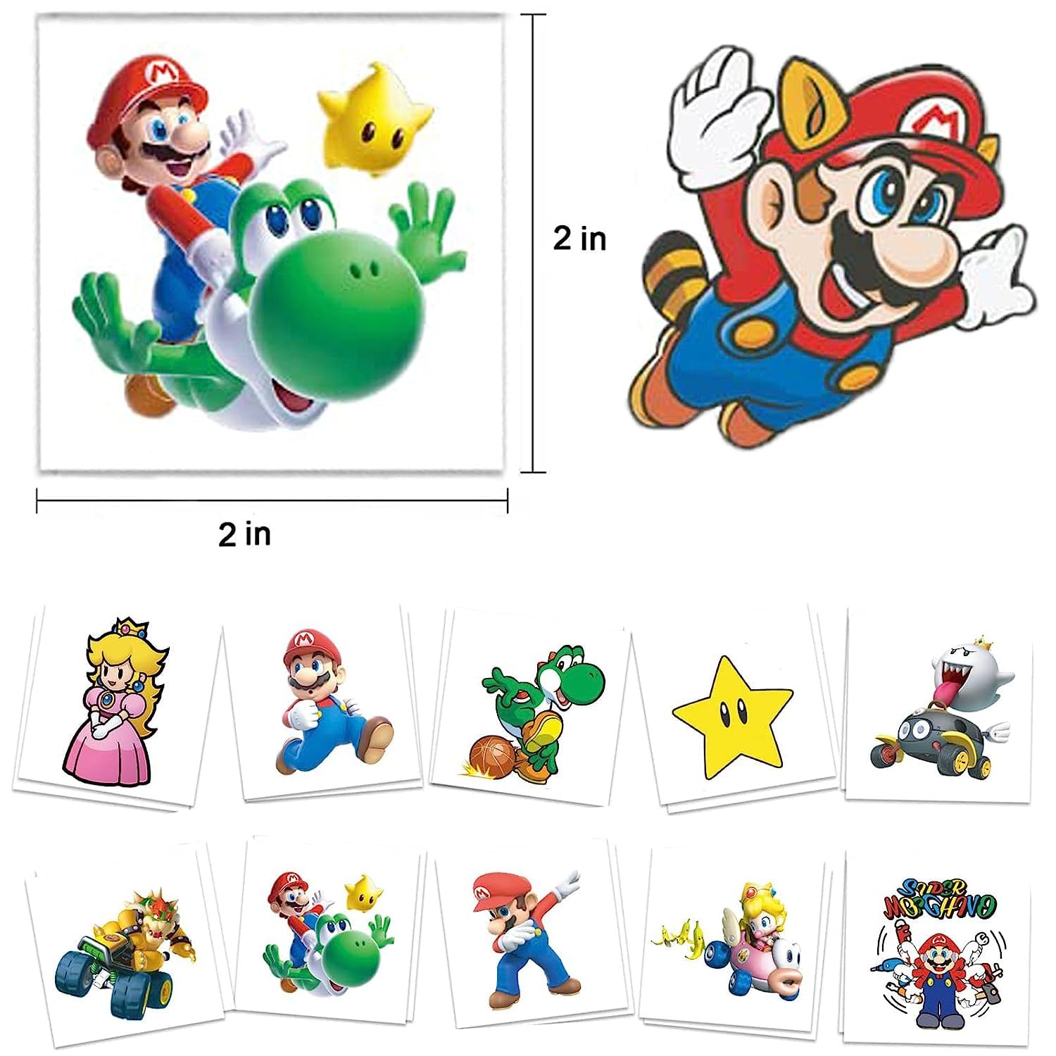 Snapklik.com : 63Pcs Mario Temporary Tattoo Stickers Mario Birthday ...