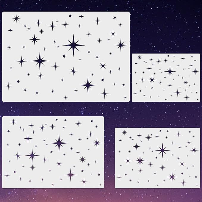 Amazon.com: 4 Pack Star Stencil for Painting Star Wall 4 Sizes Template ...