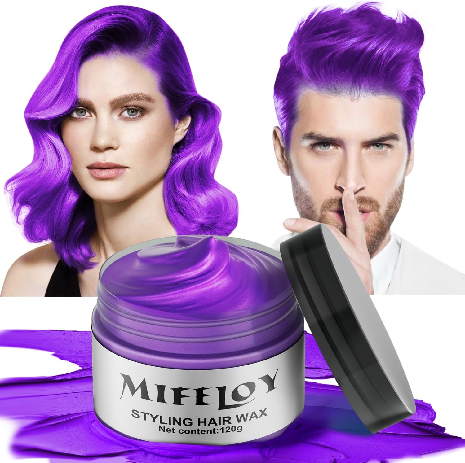Amazon.com : Purple Temporary Hair Color Wax, Instant Natural Violet ...