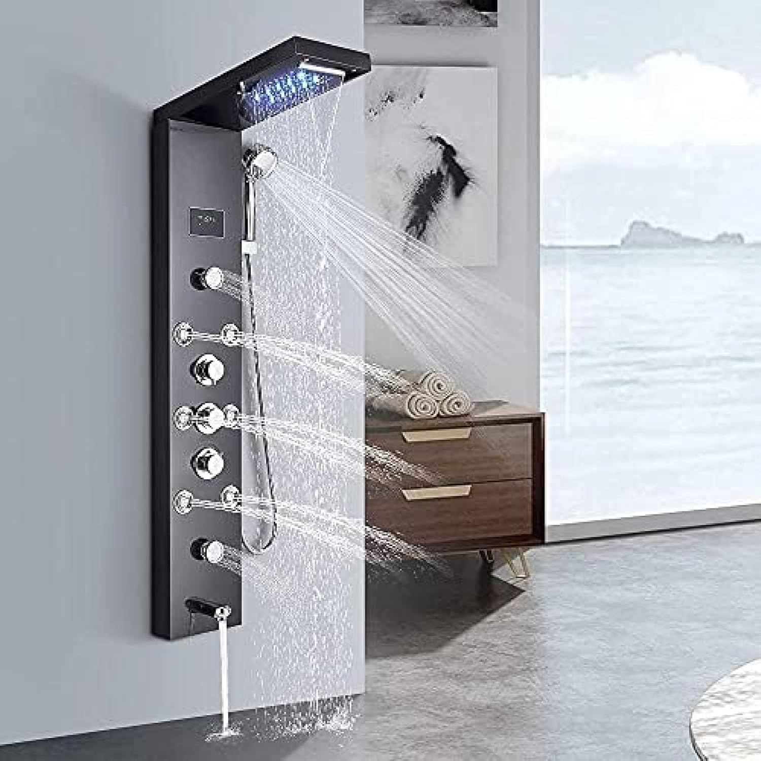 YJWGXK Shower Faucet Kit, Bathroom Shower Panel Tower System Led ...
