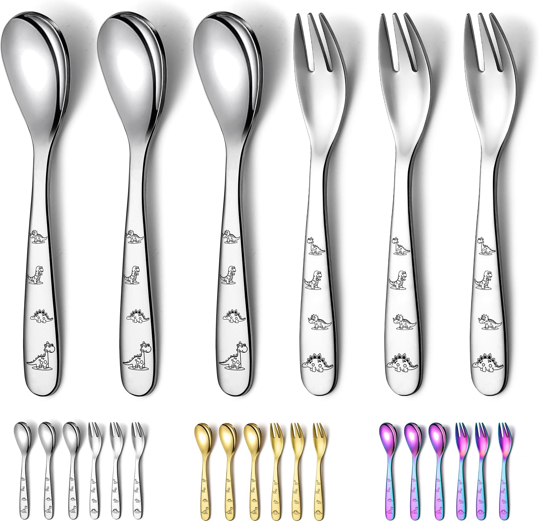 Amazon.com: Berglander Toddler Utensils 4 Pieces Stainless Steel Kids ...