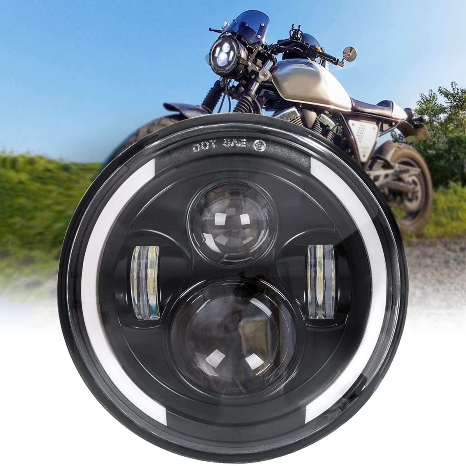 Amazon.com: Zmoon 7 inch LED Headlight for Motorcycle with Hi/Low Beam ...