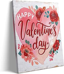 Amazon.com: Sunwes Valentine's Day Canvas Wall Art, Romantic Heart ...