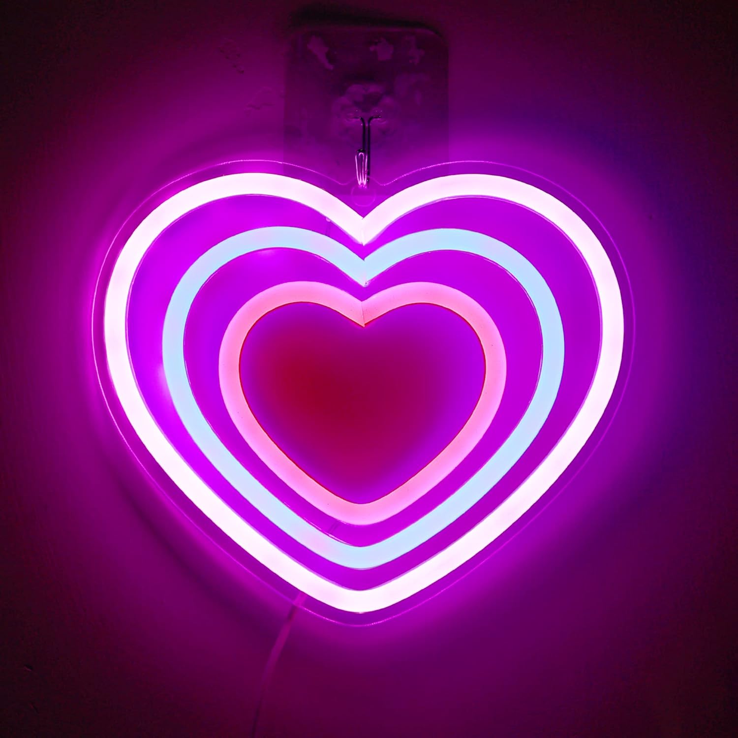 Heart Neon Sign Acrylic, Attivolife Pink Blue 3 Color LED Art Lamp with ...