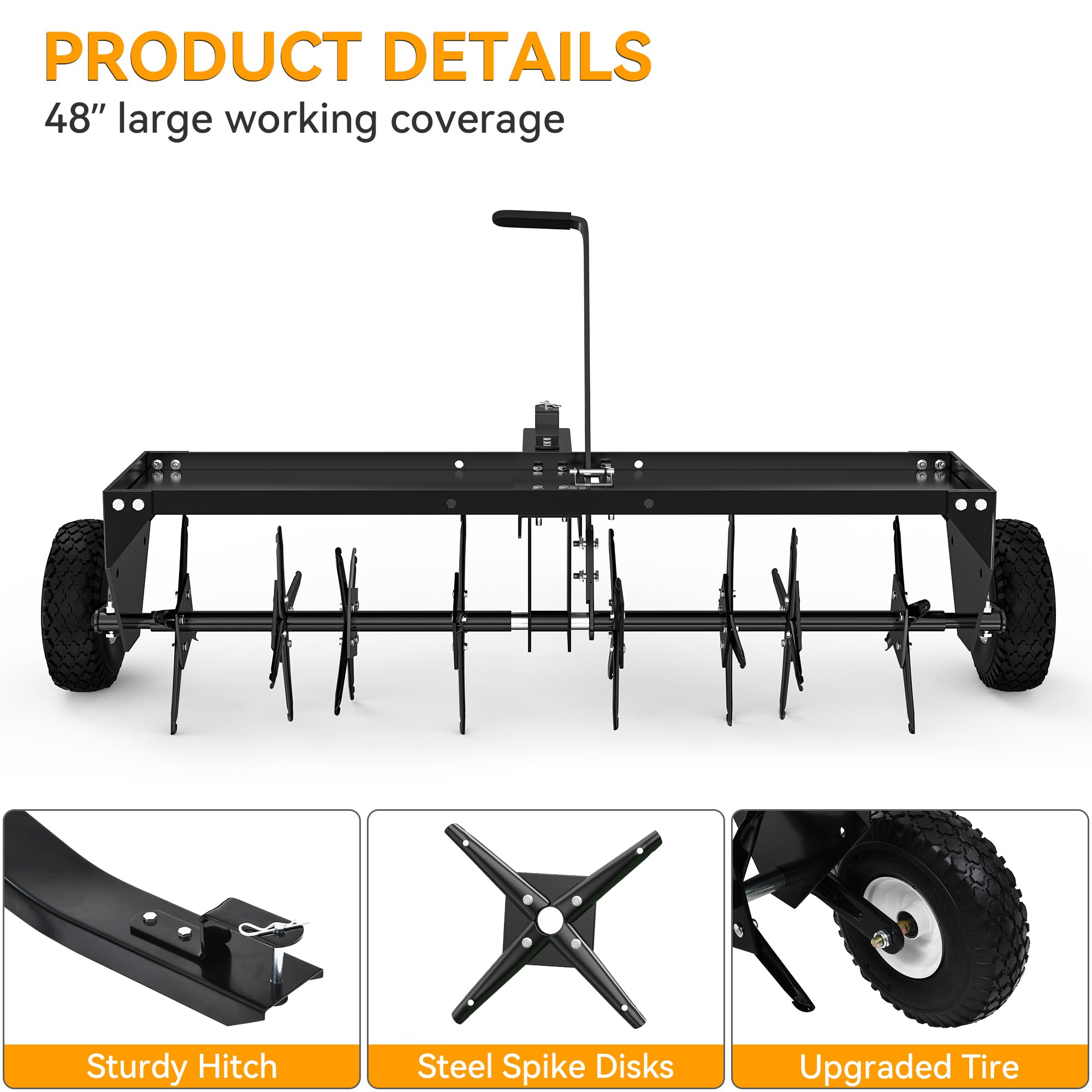 Snapklik.com : YINTATECH 48" Lawn Aerator Tow Behind