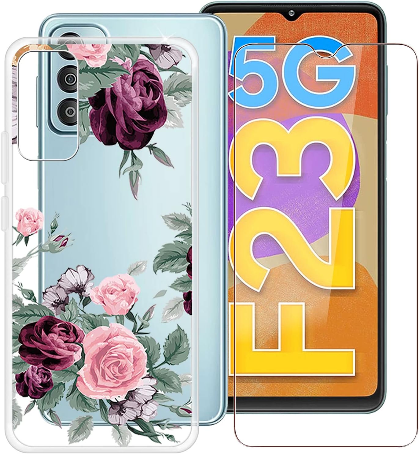 HHUAN Mobile Phone Case for Samsung Galaxy F23 (6.6 Inches) + Tempered ...