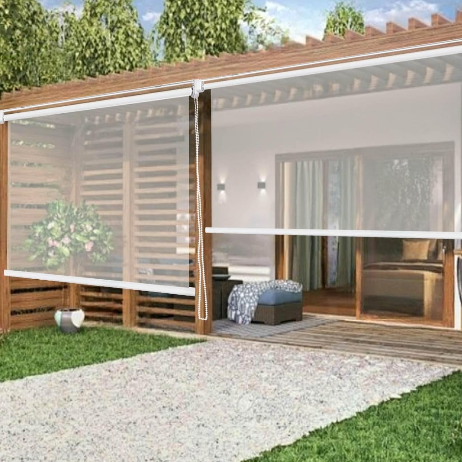 Amazon.com : Outdoor Heavy-Duty Windproof & Waterproof Clear PVC Roller ...