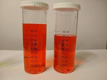 50 ml Plastic Vial with Cap Model VL-1005-V. 10-50 ml Marks. (Pack of 2 ...