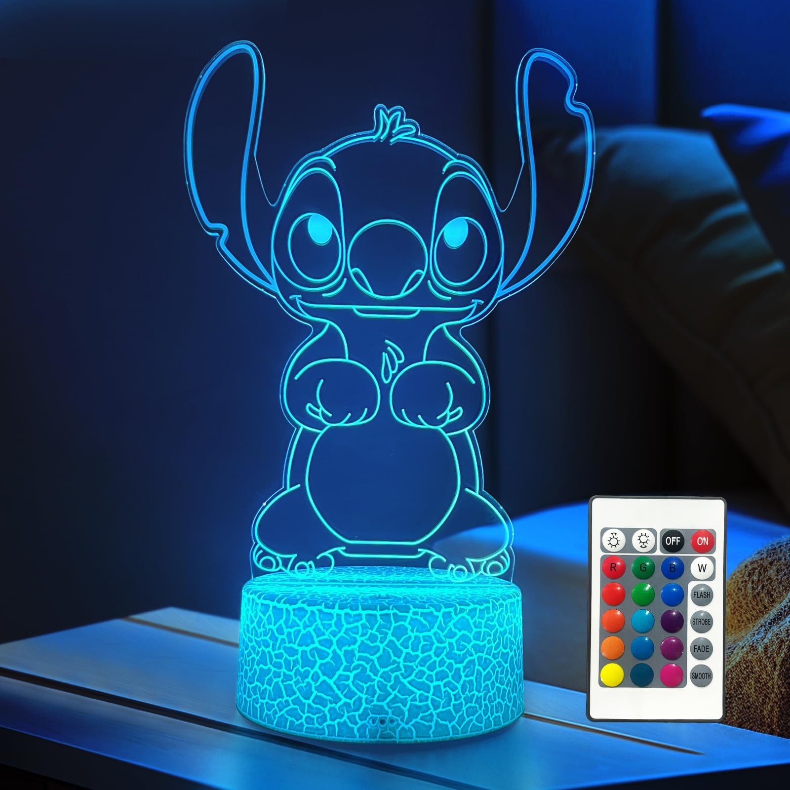 Hoofun 3D Illusion Stitch Night Light: Stitch Gifts Light with Remote ...