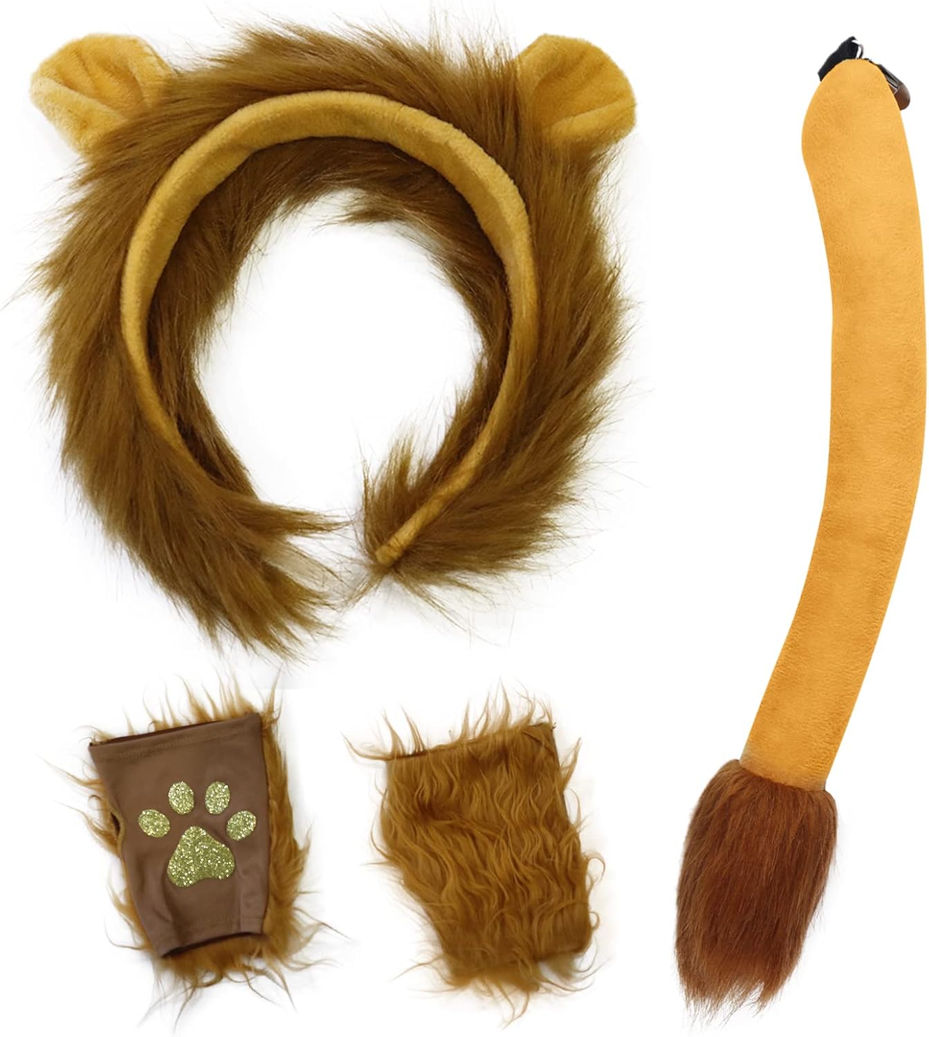 Amazon.com: Lion Ears and Tails Set For Lion Costume 4 Pcs with Tails ...