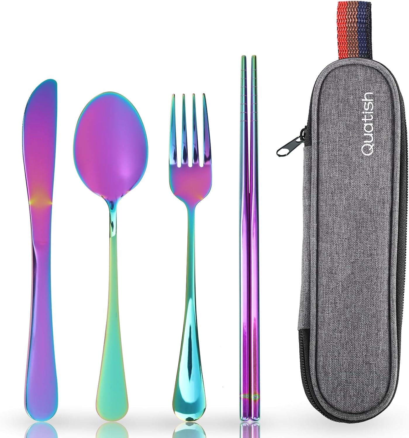 Amazon.com: Travel Utensils with Case, Quatish Portable Silverware Set ...