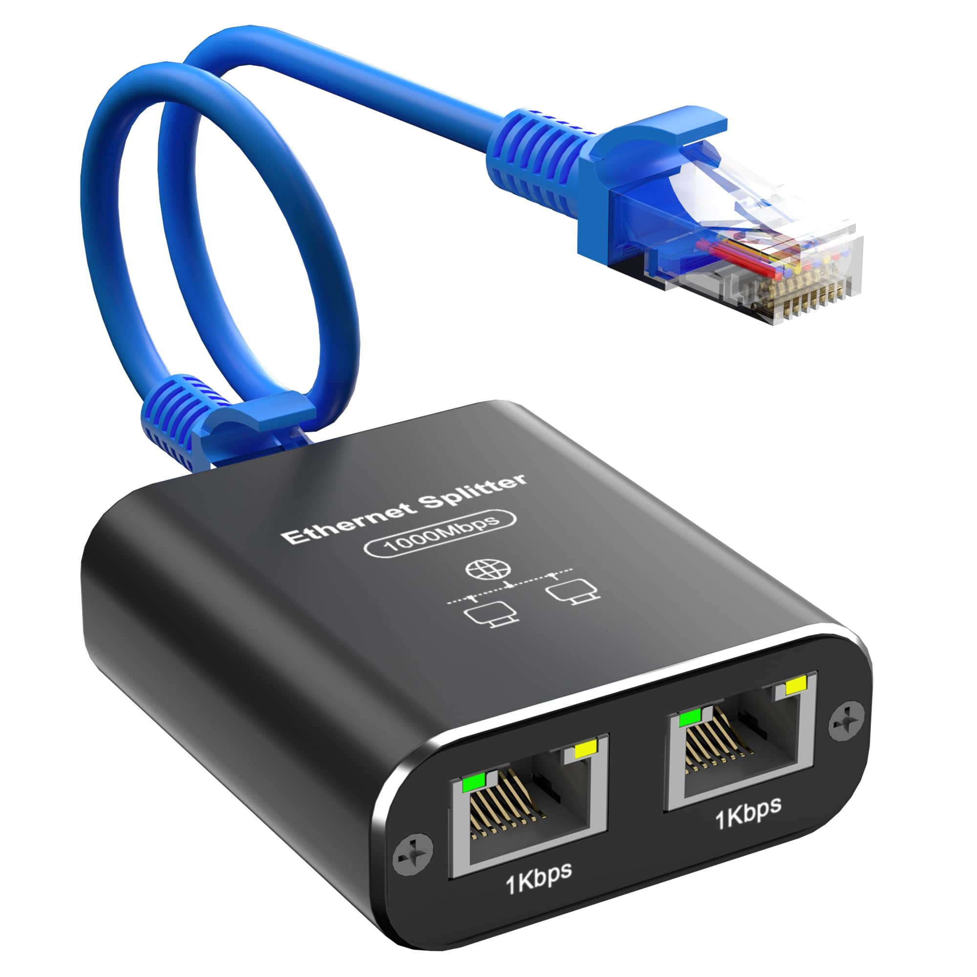 Amazon | LAN ハブ1入力2出力 LAN 分配器 LANケーブル分配器 1本のLANケーブル付き(1.5m) 高速1000Mbps イーサネットアダプタ 二股 LAN ケーブル 分岐 ...