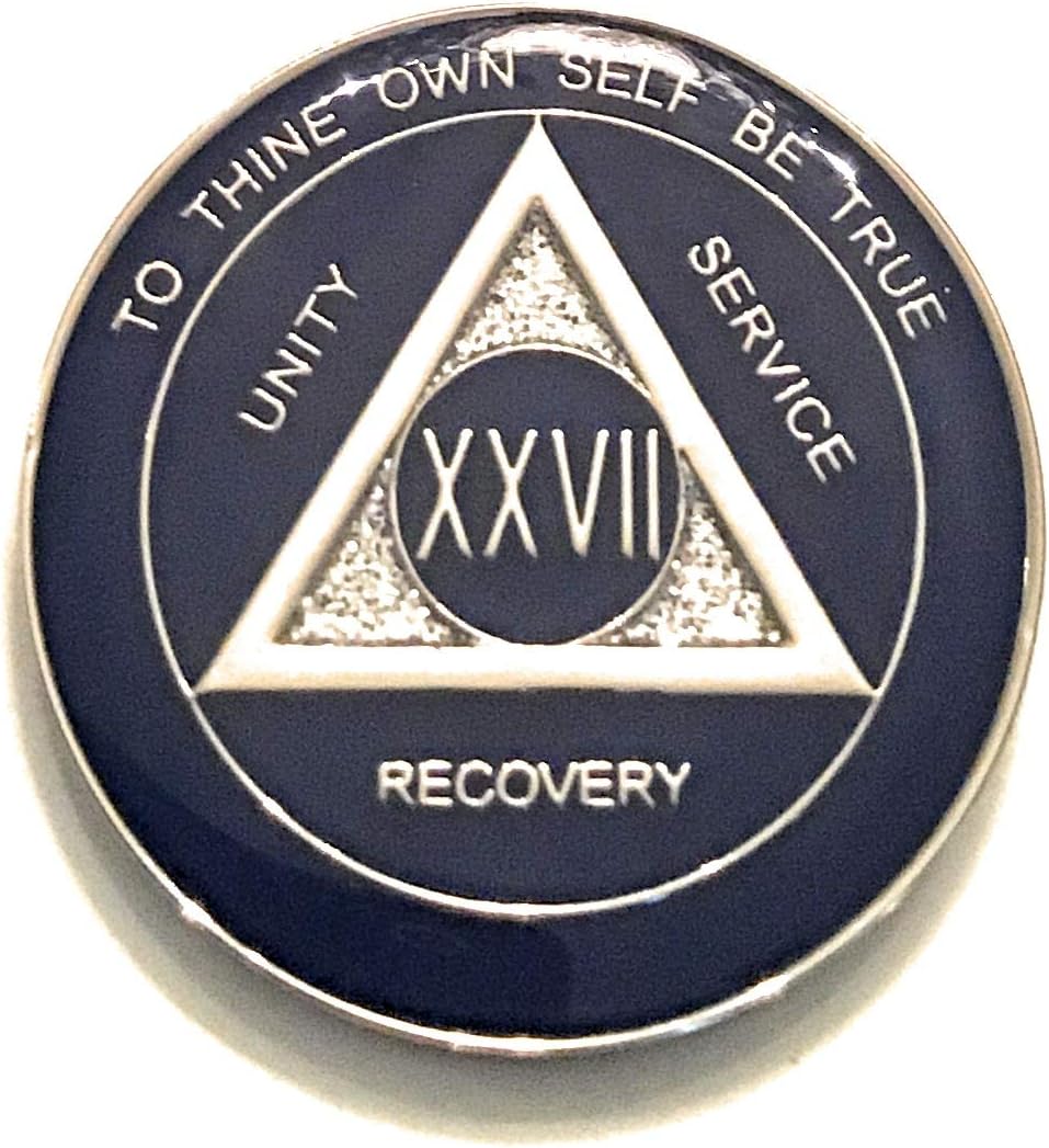 Amazon.com: 27 Year AA Medallion - Blue & Silver Bling Glitter ...