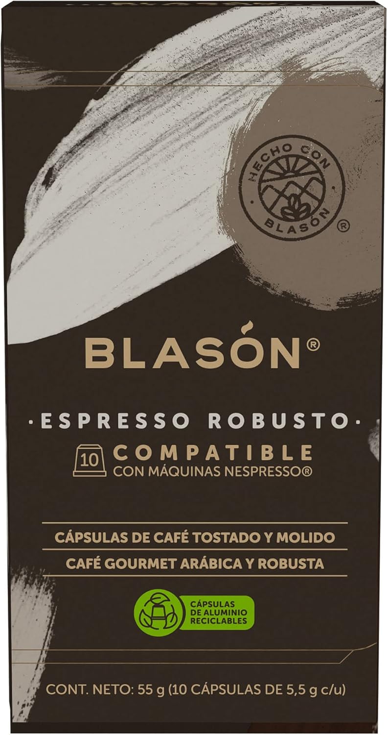 Blasón Cápsulas de Café Espresso Robusto 10 cápsulas : Amazon.com.mx ...